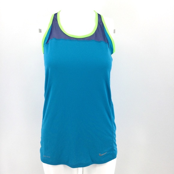 Nike | Tops | Nwt Nike Tank Top Xs Blue Neon Green Running Racer | Poshmark